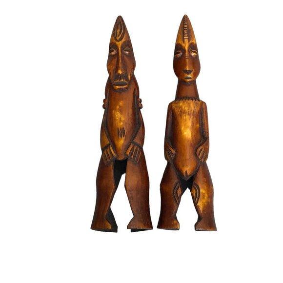 Accents | Handcarved Carvings Tribal Teak Wooden Statues Male And ...
